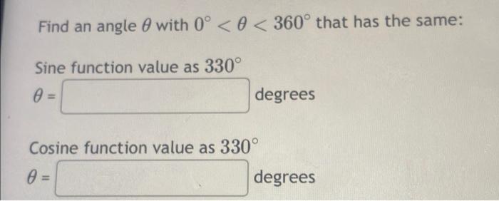 Solved Find an angle θ with 0∘