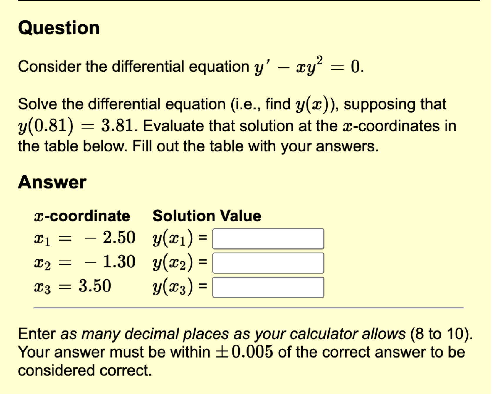 Solved QuestionConsider the differential equation | Chegg.com