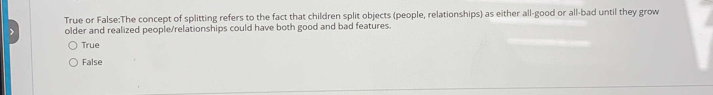 Solved True or False:The concept of splitting refers to the | Chegg.com