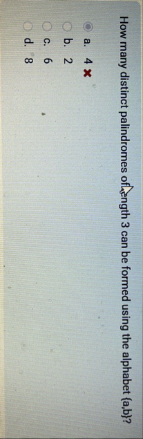 Solved How many distinct palindromes of 3 ﻿can be formed | Chegg.com