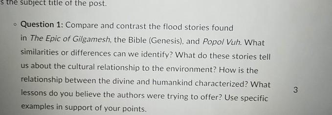 S the subject title of the post. Question 1: Compare | Chegg.com