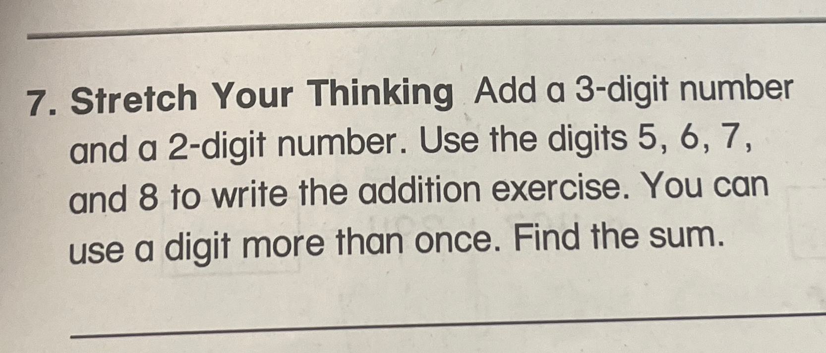 Solved Stretch Your Thinking Add a 3-digit number and a | Chegg.com
