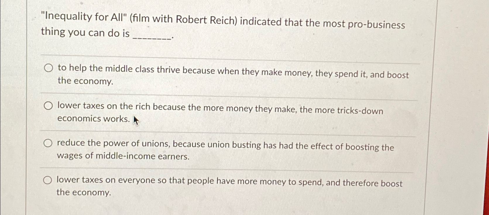 Solved "Inequality for All" (film with Robert Reich) | Chegg.com