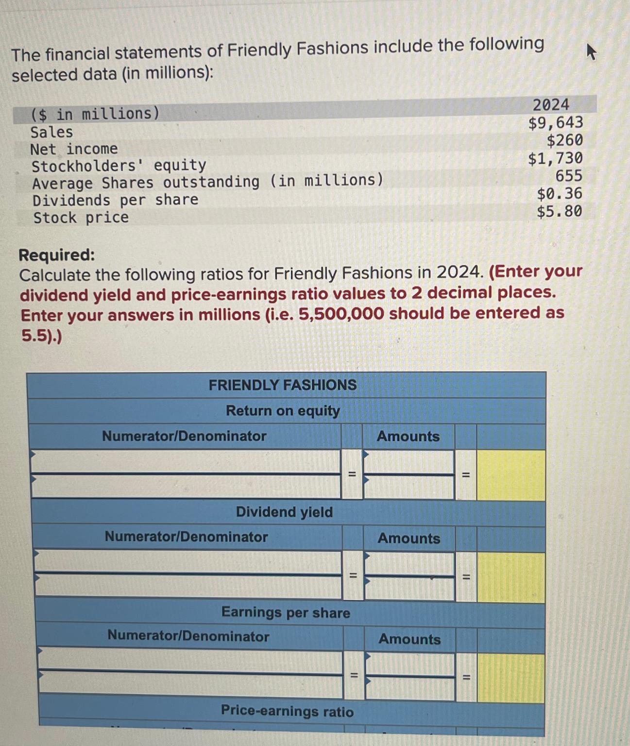 Solved Required:Calculate the following ratios for Friendly | Chegg.com