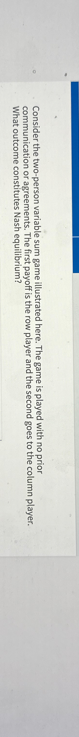 Solved Consider the two-person variable sum game illustrated | Chegg.com