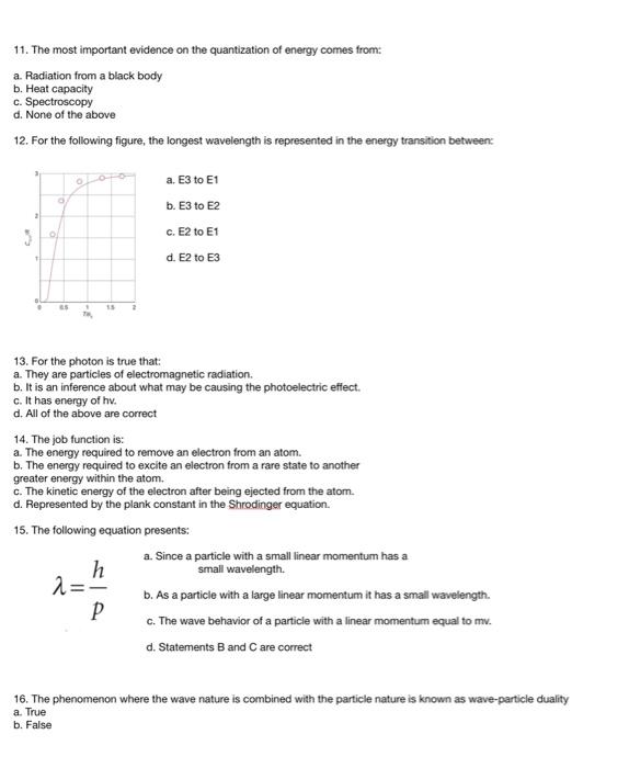 Solved 11. The most important evidence on the quantization | Chegg.com