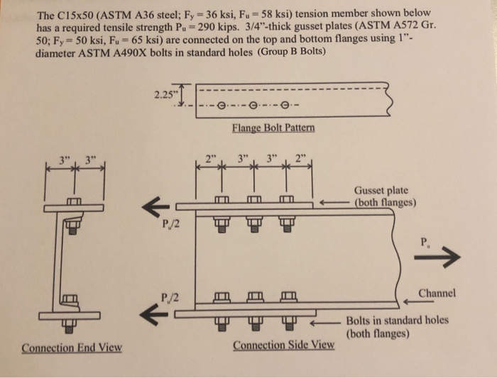 Solved The C15x50 (ASTM A36 steel; Fy = 36 ksi, Fu = 58 ksi) | Chegg.com Solved The C15x50 (ASTM A36 steel; Fy = 36 ksi, Fu = 58 ksi) | Chegg.com