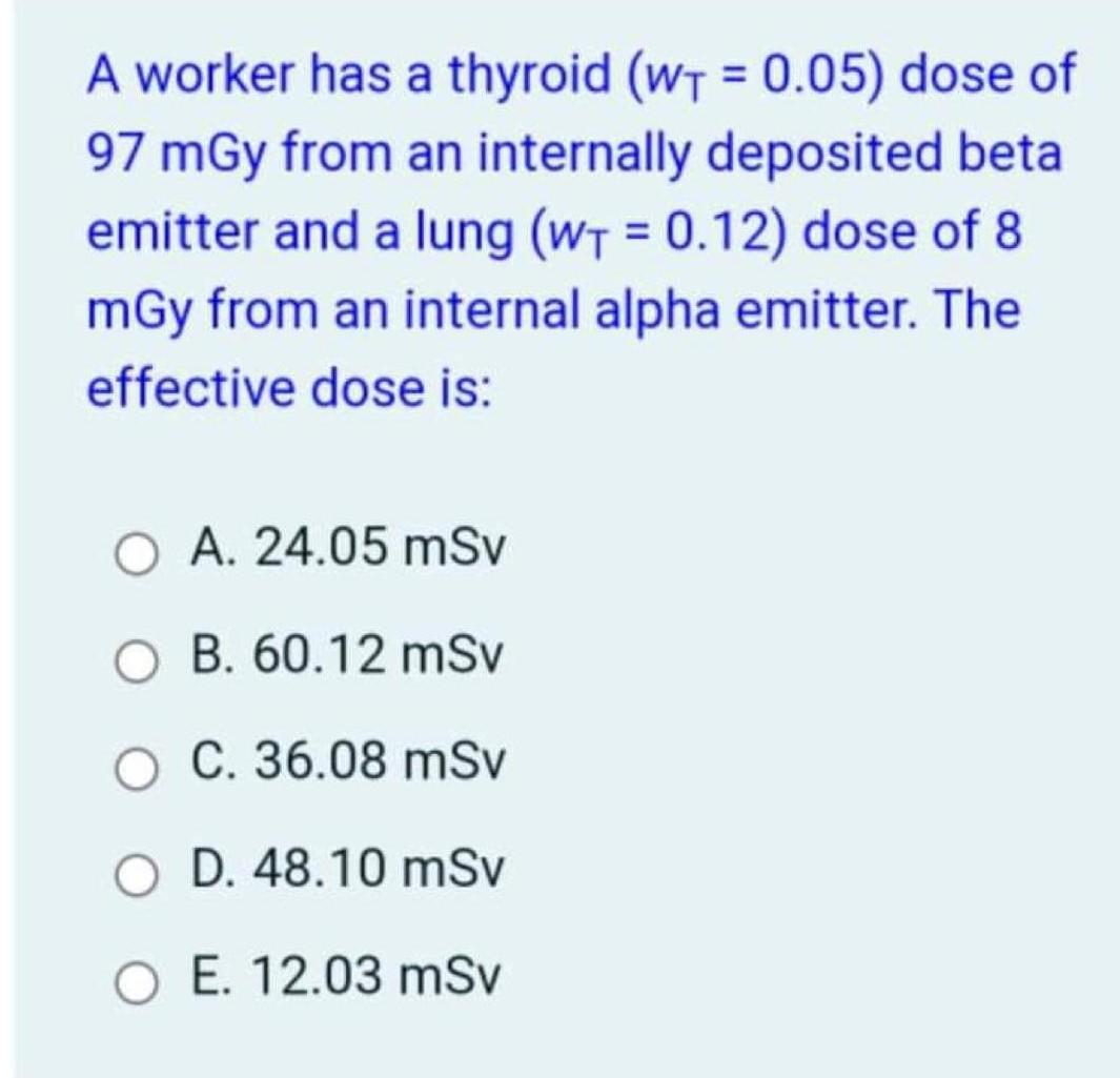 Solved Calculate the ALI for the inhalation of class w | Chegg.com