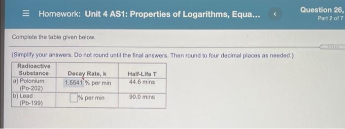 Solved Homework: Unit 4 AS1: Properties of Logarithms, | Chegg.com