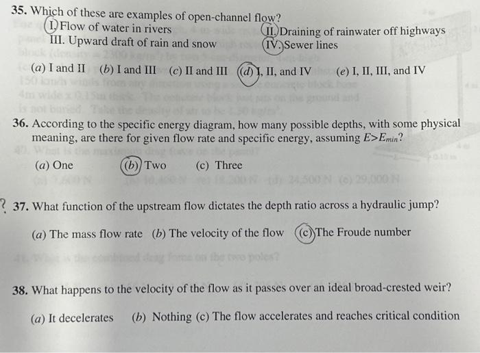 Solved 35. Which of these are examples of open-channel flow? | Chegg.com