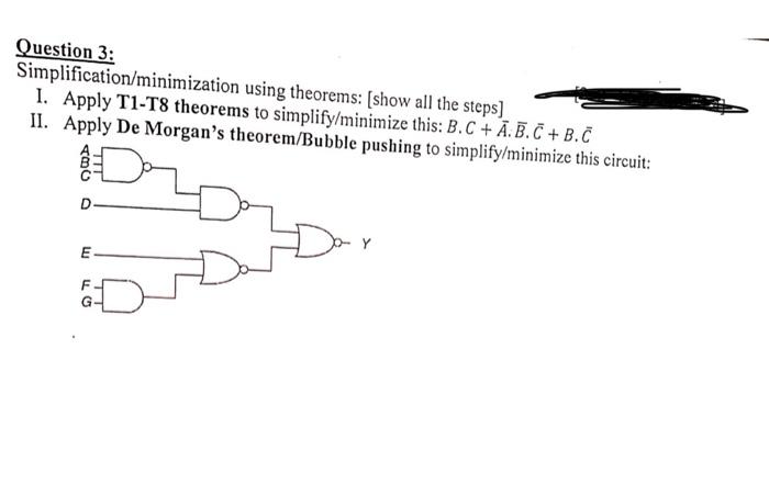 Solved Question 3: Simplification/minimization using | Chegg.com