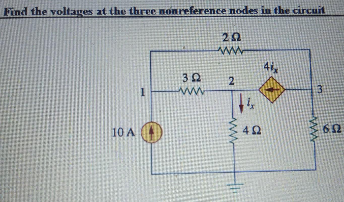 Solved Find the voltages at the three nonreference nodes in | Chegg.com