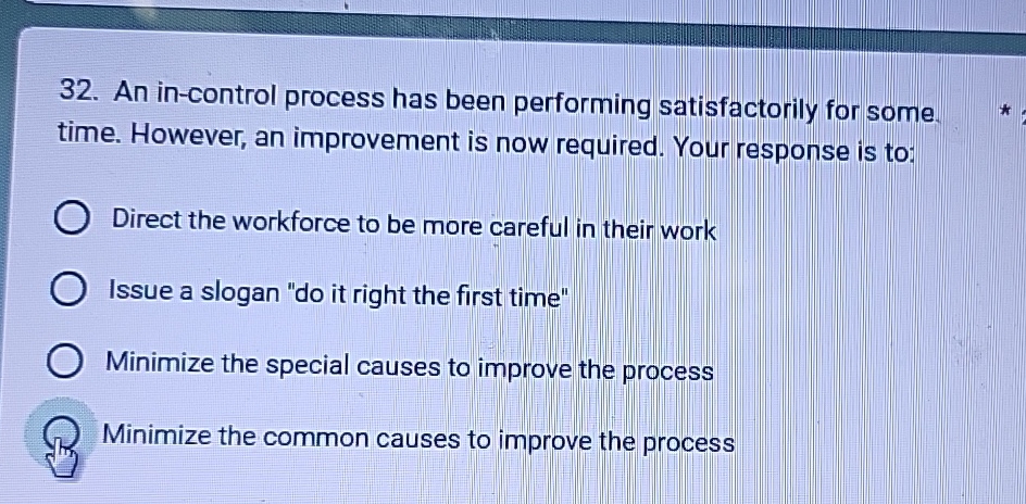 Solved An in-control process has been performing | Chegg.com