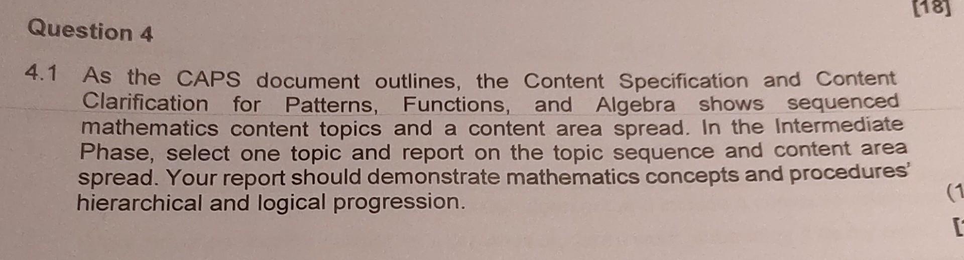 1 As the CAPS document outlines, the Content | Chegg.com