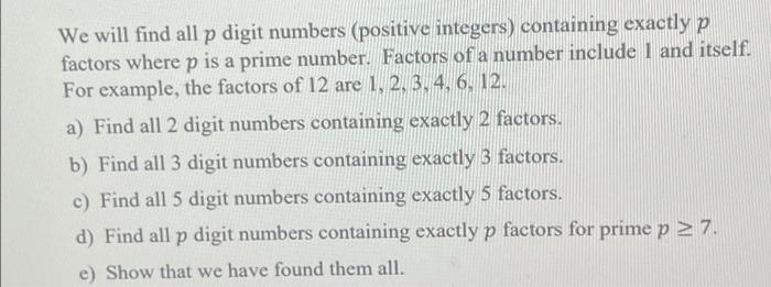 Solved We will find all p digit numbers (positive integers) | Chegg.com
