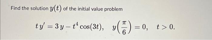 Solved Find the solution y(t) of the initial value problem | Chegg.com