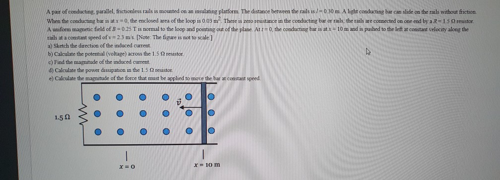 Solved A pair of conducting parallel, frictionless rails is | Chegg.com
