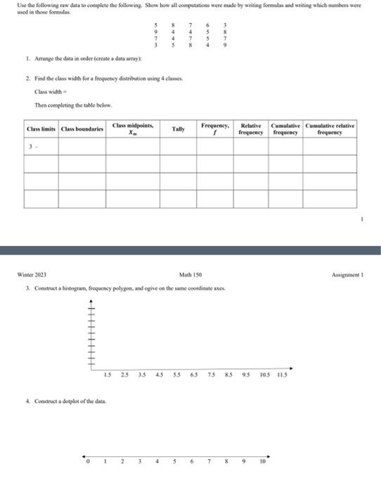 Solved 3. Construct a histogram, frequency polygon, and | Chegg.com