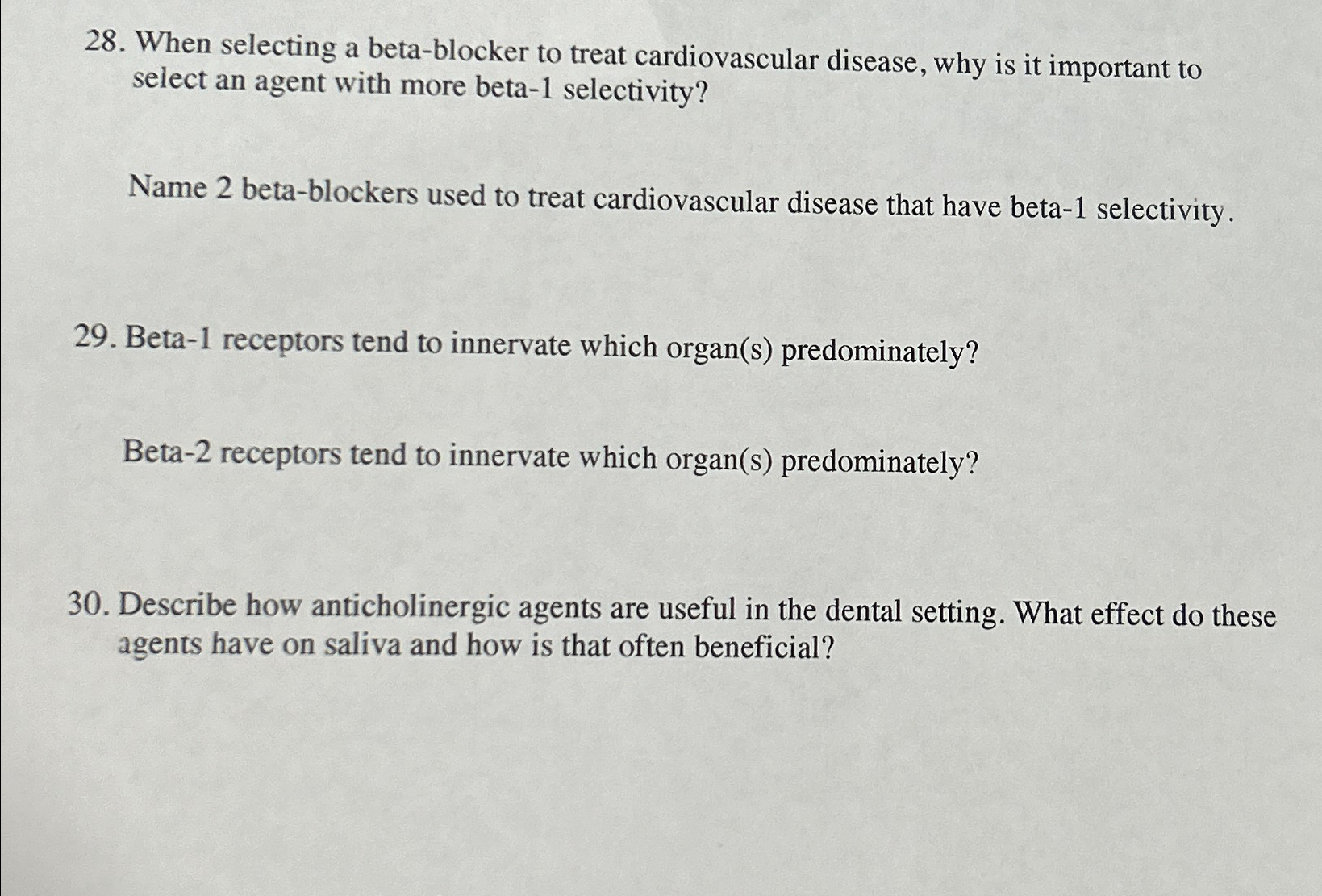 Solved When selecting a beta-blocker to treat cardiovascular | Chegg.com