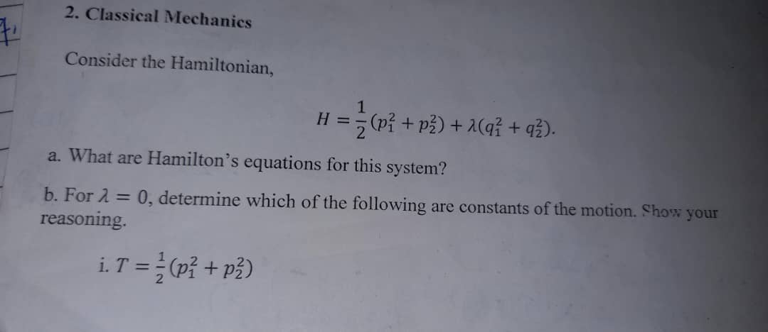 Solved Classical MechanicsConsider the | Chegg.com