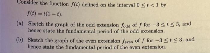Solved Consider the function f(t) defined on the interval | Chegg.com