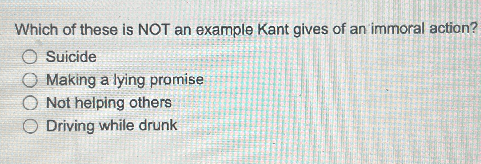 Solved Which of these is NOT an example Kant gives of an | Chegg.com