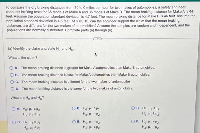 Solved To compare the dry braking distances from 30 to 0 | Chegg.com