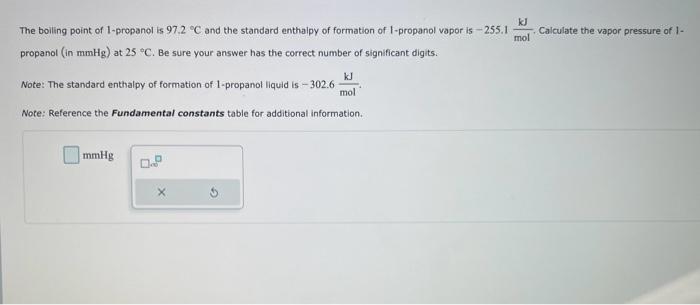 Solved The boiling point of 1-propanol is 97.2∘C and the | Chegg.com