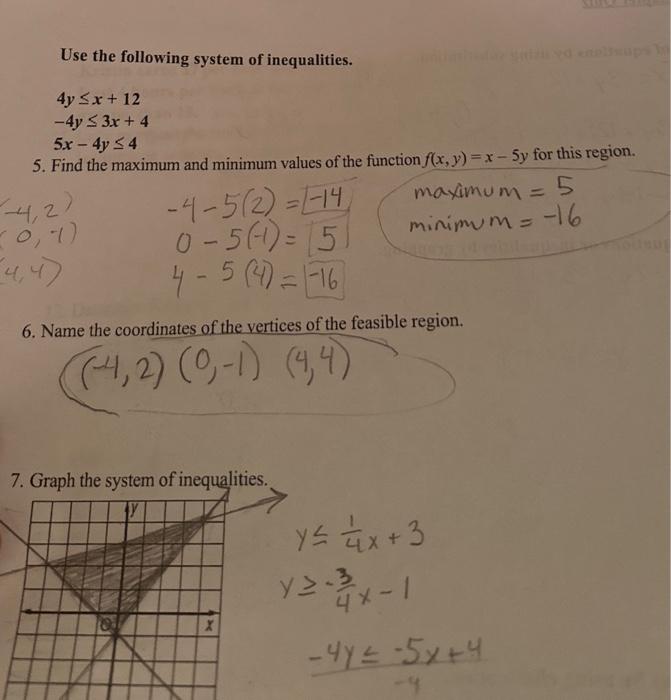 Solved Use the following system of inequalities. | Chegg.com