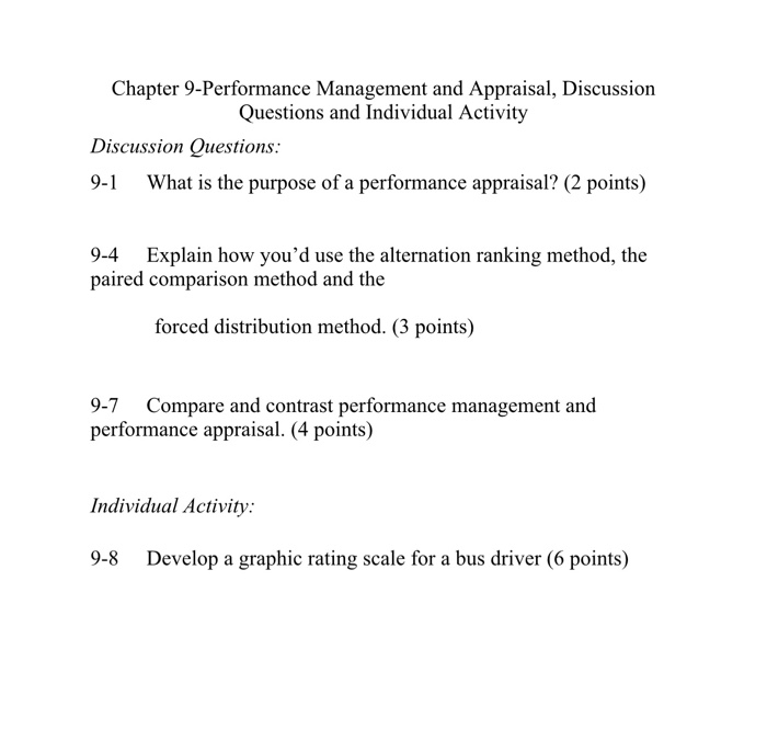 Solved Chapter 9-Performance Management and Appraisal, | Chegg.com