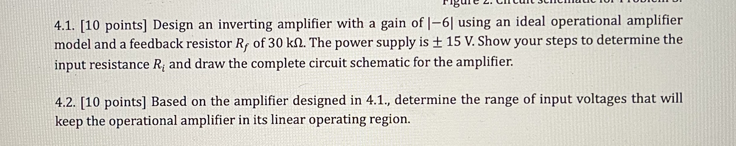 Solved 4.1. [10 ﻿points] ﻿Design an inverting amplifier with | Chegg.com