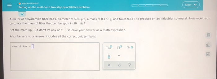 Solved O MEASUREMENT Setting up the math for a two-step | Chegg.com