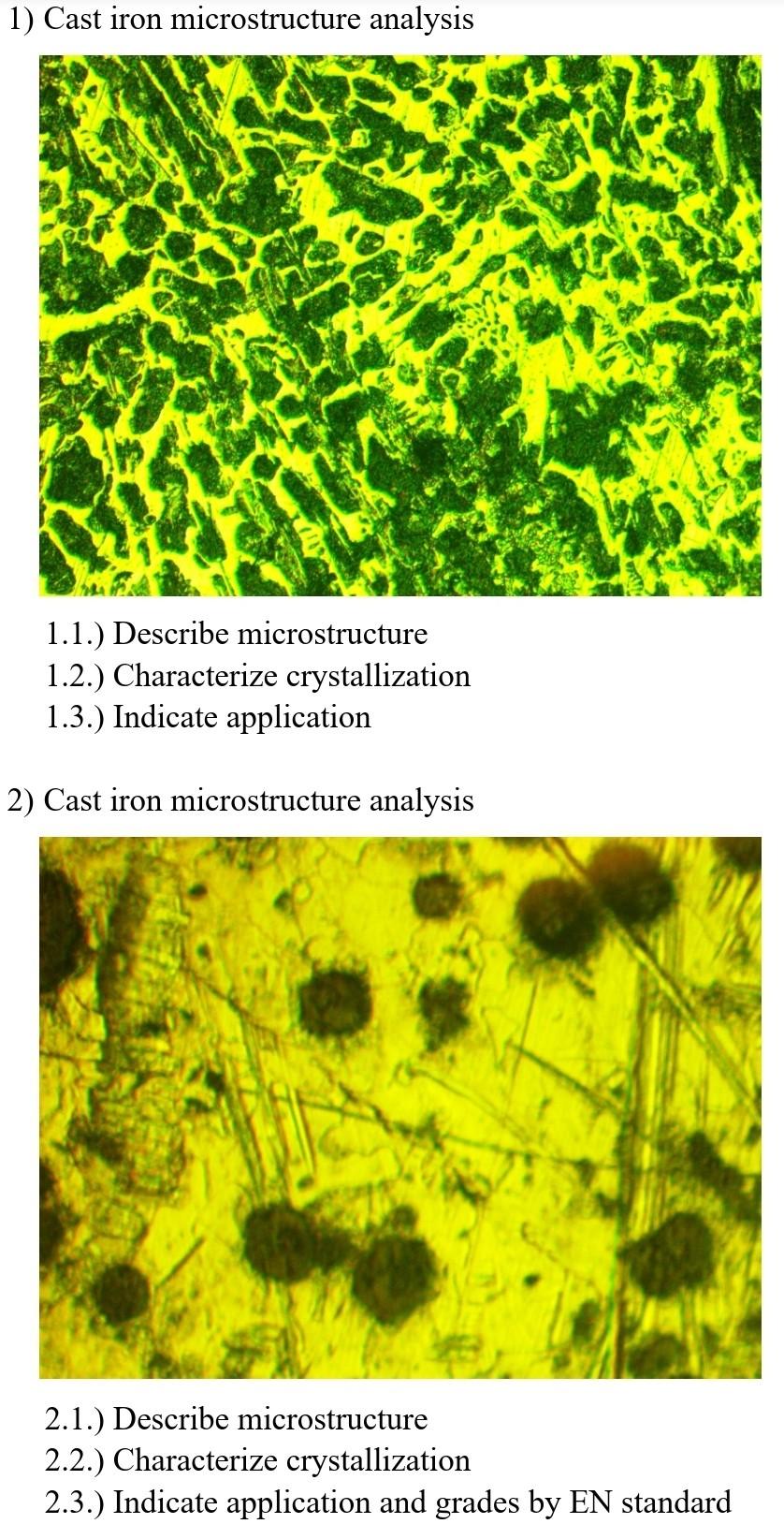 Solved 1) Cast iron microstructure analysis 1.1.) Describe | Chegg.com