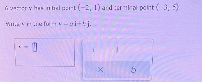 Solved A vector v has initial point (−2,1) and terminal | Chegg.com