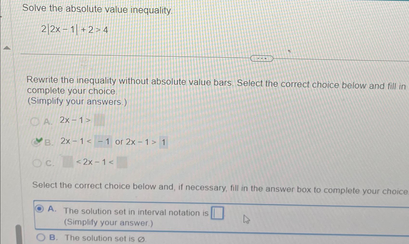 Solved Solve the absolute value | Chegg.com