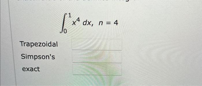 Solved use the trapezoid rule, and Simpson rule to | Chegg.com