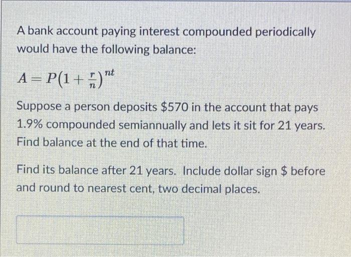 Solved A Bank Account Paying Interest Compounded Chegg