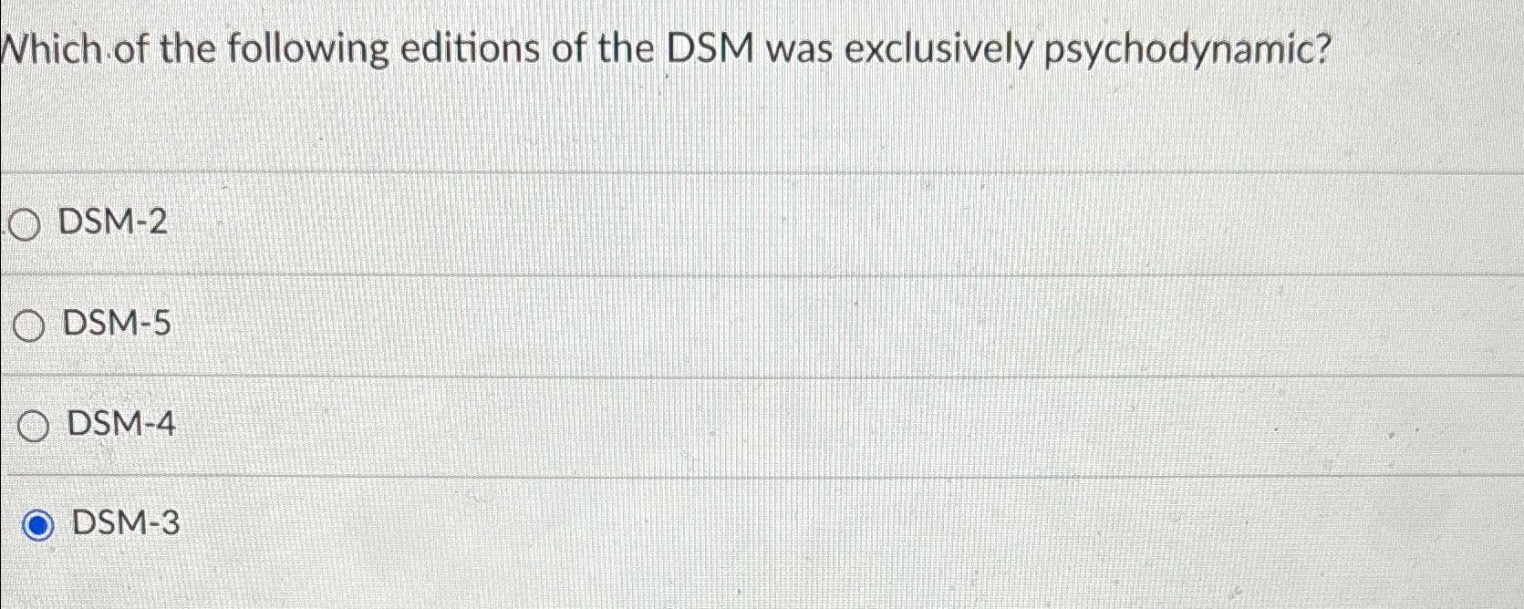 Solved Which of the following editions of the DSM was | Chegg.com