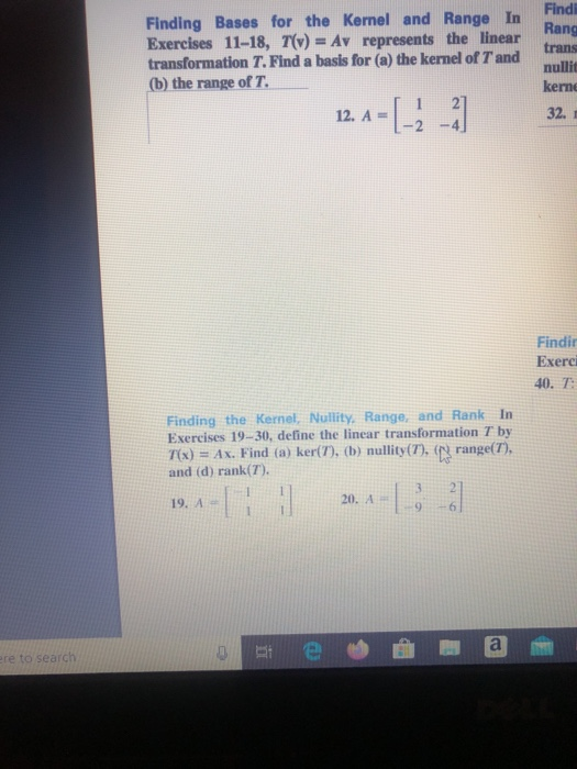Solved Finding Bases for the Kernel and Range In Exercises | Chegg.com