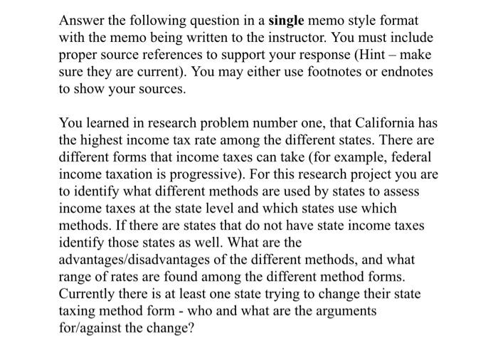 Solved Answer the following question in a single memo style | Chegg.com