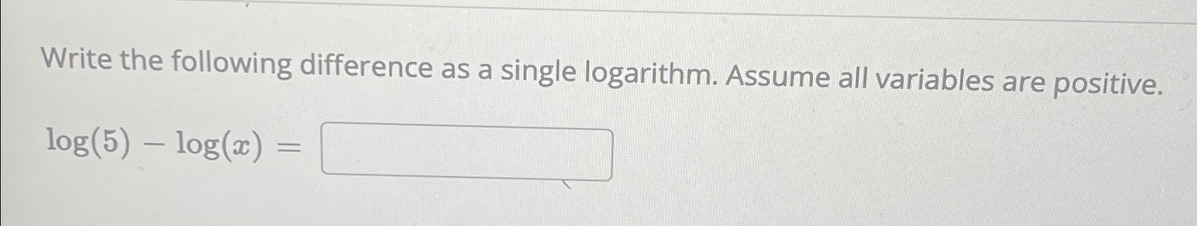 Solved Write the following difference as a single logarithm. | Chegg.com