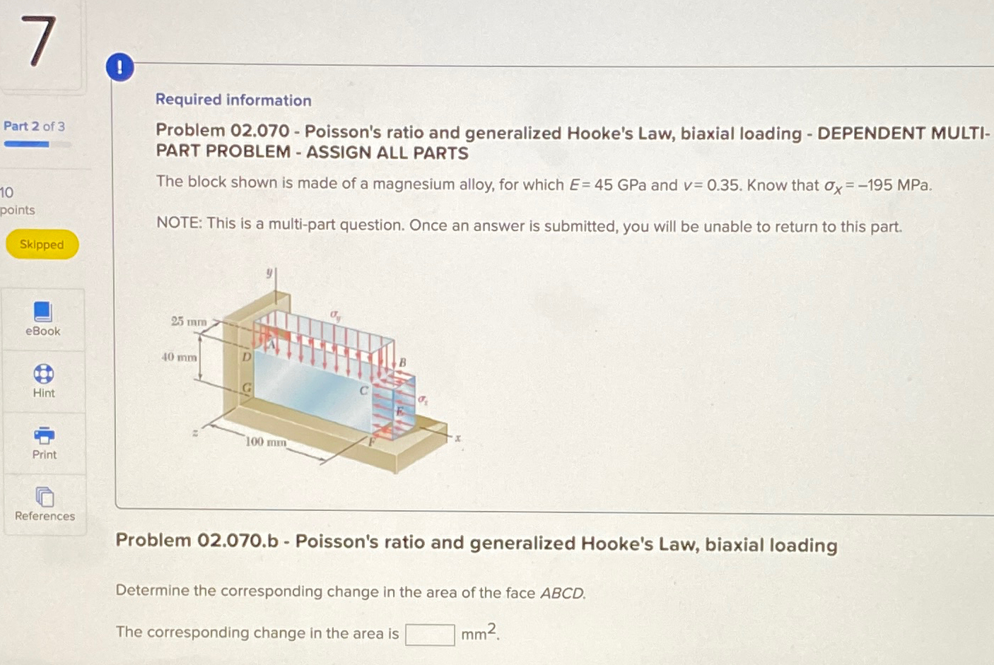 Solved !Required informationProblem 02.070 - ﻿Poisson's | Chegg.com