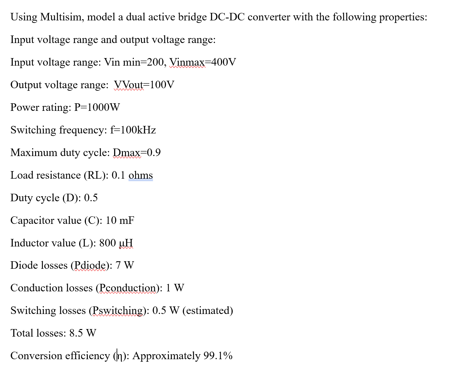 Solved Using Multisim, model a dual active bridge DC-DC | Chegg.com