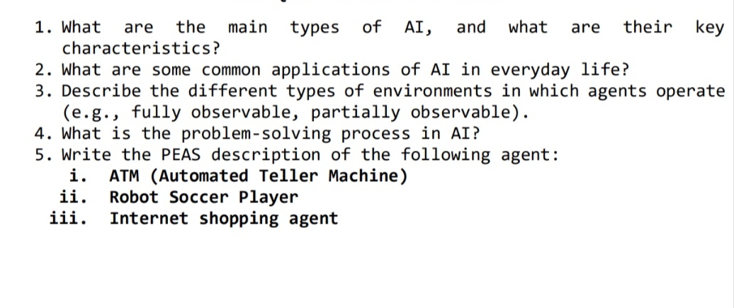 Solved What are the main types of AI , ﻿and what are their | Chegg.com