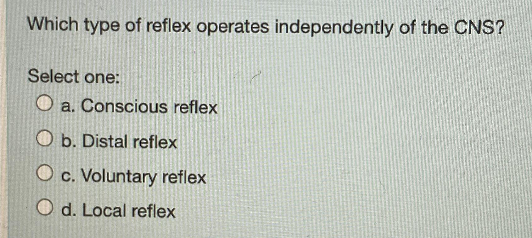 Solved Which type of reflex operates independently of the | Chegg.com