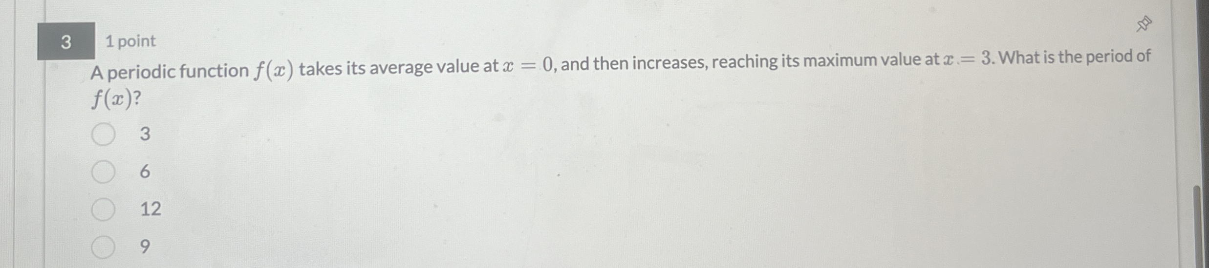 Solved 31 ﻿pointA periodic function f(x) ﻿takes its average | Chegg.com