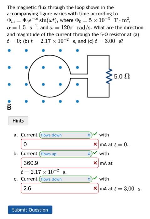 Solved The magnetic flux through the loop shown in the | Chegg.com