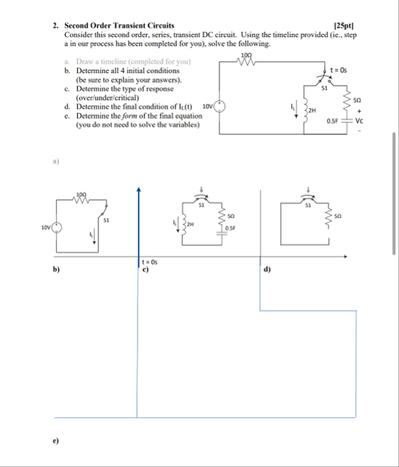 Solved Second Order Transient Circuits[25pt]Consider this | Chegg.com