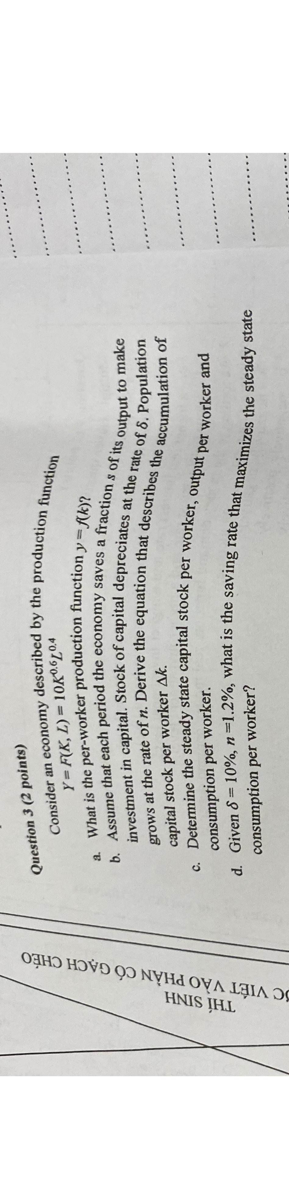 Solved Question 3 (2 points)Consider an economy described | Chegg.com Solved Question 3 (2 points)Consider an economy described | Chegg.com