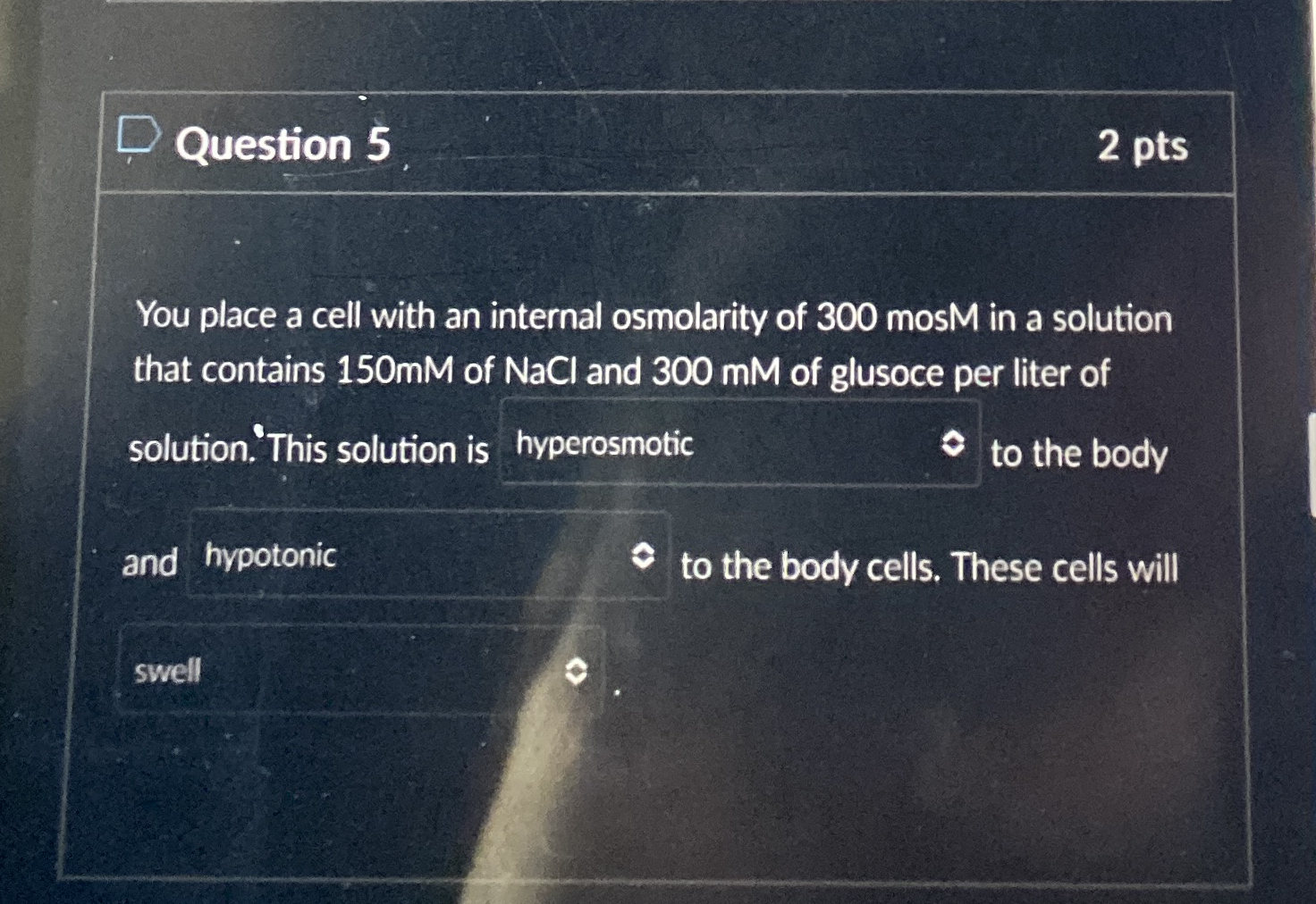 Question 52 ﻿ptsYou place a cell with an internal | Chegg.com